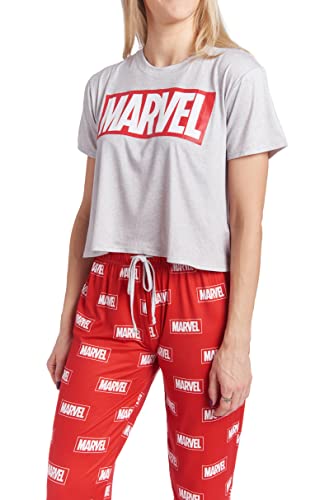 Marvel Avengers Womens Pajama Shirt and Jogger Pants Grey/Red Small