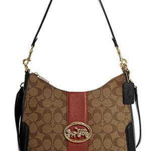 COACH Women's Georgie Hobo Bag (Signature Canvas - Colorblock - Khaki - Terracotta)