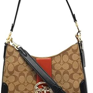 COACH Women's Georgie Hobo Bag (Signature Canvas - Colorblock - Khaki - Terracotta)