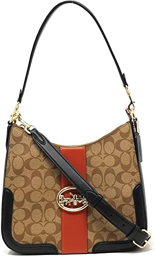 COACH Women's Georgie Hobo Bag (Signature Canvas - Colorblock - Khaki - Terracotta)