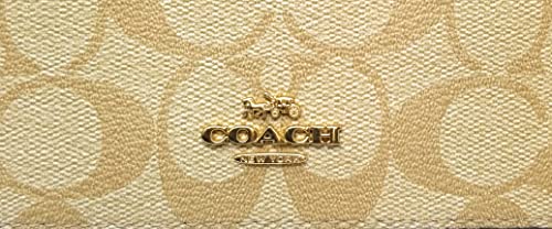 Coach Women's Anna Foldover Clutch Crossbody Bag (Signature Canvas - Light Khaki - Chalk)