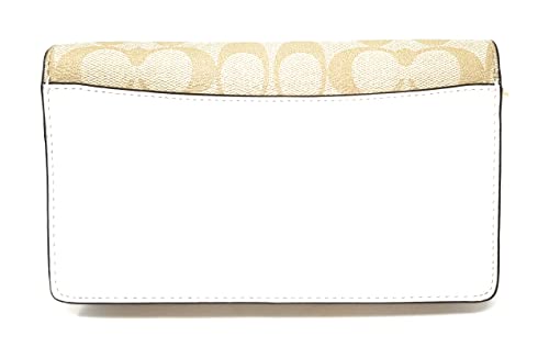 Coach Women's Anna Foldover Clutch Crossbody Bag (Signature Canvas - Light Khaki - Chalk)