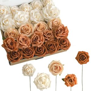 lookein artificial flowers box set 5 style flowers for diy wedding decoration bouquet table centerpieces aisle arch flower decoration bridal shower party home decor, charming terracotta