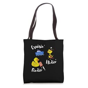 cruising hiding finding rubber ducks passport scavanger hunt tote bag