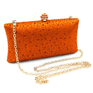 women rhinestone clutch purses, envelope clutch evening bags glitter evening handbag for wedding cocktail prom party (orange)