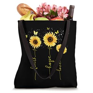 Christian Shirts for Women Sunflower TShirt Faith Hope Love Tote Bag