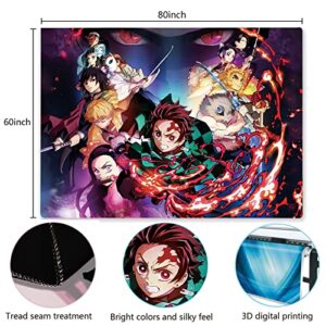 Demon Slayer-Anime-Tapestry-Poster, A Large Mural Scroll Suitable For Living Room, Bedroom And Birthday Parties, As A Gift To Relatives And Friends (60"X80"in, Fuchsia)