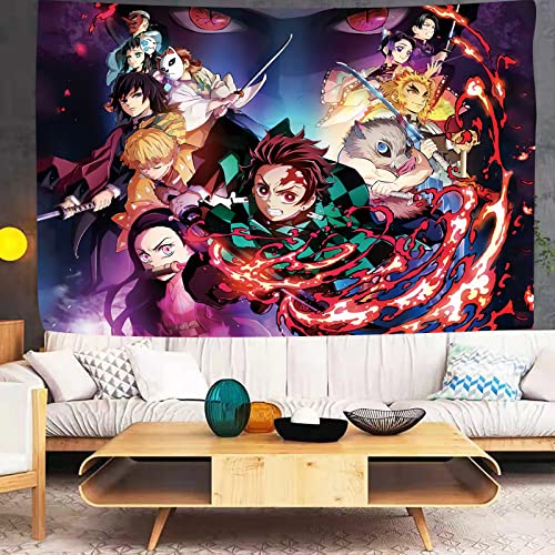 Demon Slayer-Anime-Tapestry-Poster, A Large Mural Scroll Suitable For Living Room, Bedroom And Birthday Parties, As A Gift To Relatives And Friends (60"X80"in, Fuchsia)