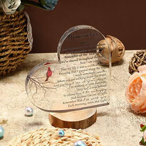 Sympathy Gifts Heart Shape Memorial Bereavement Gifts Crystal Acrylic Paperweight Remembrance Decorations Funeral Grief Condolence Memorial Ornaments for Loss of Mother Loved One (Bird Style)