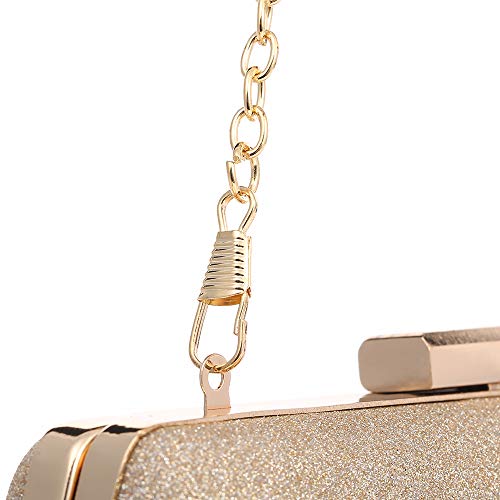 Evening Bag Clutch for Women Sparkling Glitter/Metallic PU Purse Elegant Bling Handbag for Dance Wedding Bridal Graduation (Gold)