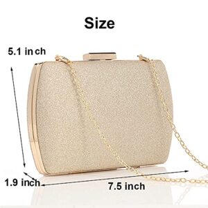 Evening Bag Clutch for Women Sparkling Glitter/Metallic PU Purse Elegant Bling Handbag for Dance Wedding Bridal Graduation (Gold)