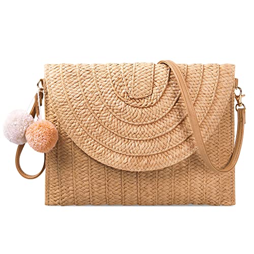 Reavor Straw Beach Bags for Women, Summer Straw Purses and Handbags for Women, Crossbody Bag, Clutch Bag for Vacation