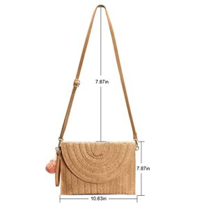 Reavor Straw Beach Bags for Women, Summer Straw Purses and Handbags for Women, Crossbody Bag, Clutch Bag for Vacation