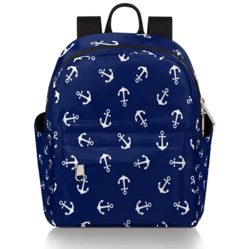 Anchor Nautical Theme Small Backpack for Women Girls, Mini Backpack Travel Casual Backpack Purse Satchel Daypack