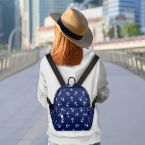 Anchor Nautical Theme Small Backpack for Women Girls, Mini Backpack Travel Casual Backpack Purse Satchel Daypack