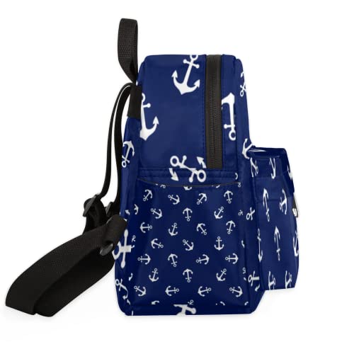 Anchor Nautical Theme Small Backpack for Women Girls, Mini Backpack Travel Casual Backpack Purse Satchel Daypack