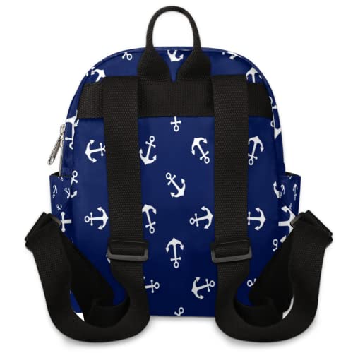 Anchor Nautical Theme Small Backpack for Women Girls, Mini Backpack Travel Casual Backpack Purse Satchel Daypack