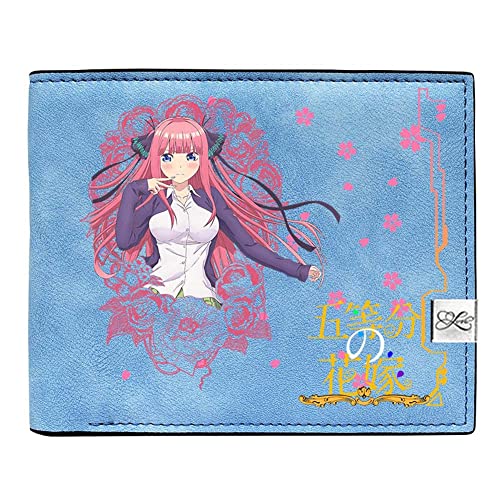 Nakano Nino Wallet Anime The Quintessential Quintuplets Wallet Nakano Ichika Cosplay PU Multicolored Short Purse for Women Men (blue04)