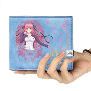 Nakano Nino Wallet Anime The Quintessential Quintuplets Wallet Nakano Ichika Cosplay PU Multicolored Short Purse for Women Men (blue04)