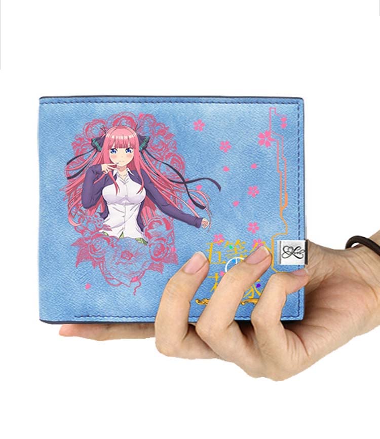 Nakano Nino Wallet Anime The Quintessential Quintuplets Wallet Nakano Ichika Cosplay PU Multicolored Short Purse for Women Men (blue04)