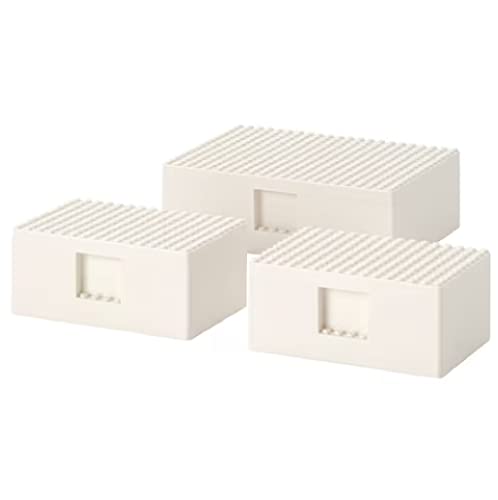 I-K-E-A BYGGLEK LEGO® Storage Box With Lid Set of 3 White Pastic