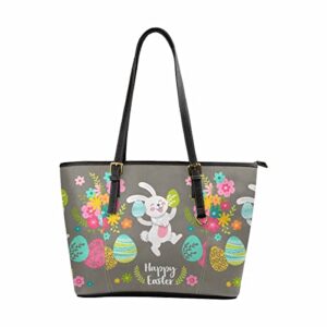 InterestPrint Happy Easter Greeting Card Travel Handbag, Overnight Carry-On Tote Bag, weekend Bag