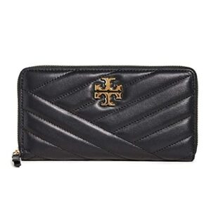 tory burch women’s black chevron leather full zip around continental wallet