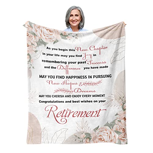 Retirement Gifts for Women Blanket 60"×50", Retirement blanket for Women, Happy Retirement Gifts for Nurses Teachers Mom Wife Female, Retired Gifts for Coworkers Boss, Retirement Throw Blankets