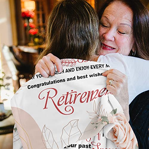 Retirement Gifts for Women Blanket 60"×50", Retirement blanket for Women, Happy Retirement Gifts for Nurses Teachers Mom Wife Female, Retired Gifts for Coworkers Boss, Retirement Throw Blankets