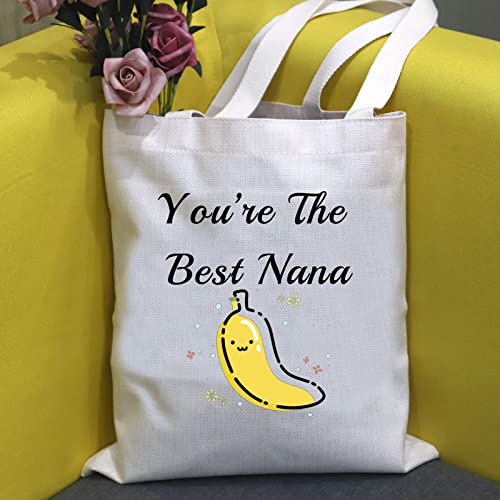 G2TUP Nana Banana Tote Bag Grandma Thank You Gift You’re The Best Nana Granny Tote Handbag (Nana Banana Tote Bag)