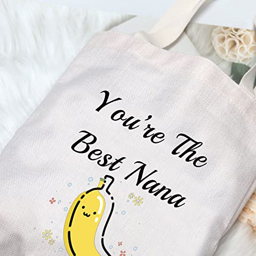 G2TUP Nana Banana Tote Bag Grandma Thank You Gift You’re The Best Nana Granny Tote Handbag (Nana Banana Tote Bag)