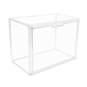 clear stackable plastic storage bins with magnetic attraction lid, dustproof book & cosmetic display cases, large figures collectibles showcase, shoe box, protection organizer for purse, handbag, hat