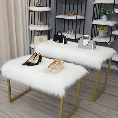 White Fur Rug, Soft Fluffy Area Rug, Modern Faux Fur Rug, Fluffy Rug for Bedroom, White Rugs for Living Room, Carpet for Rooms, Rugs for Bedroom Aesthetic, Washable Floor Mat for Dresser Shoe Rack