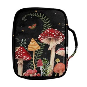 Suhoaziia Bible Case, Mushroom Bible Cover with Handle and Zipper Pocket, Bible Books, Church Tote Bag for Girls Boys