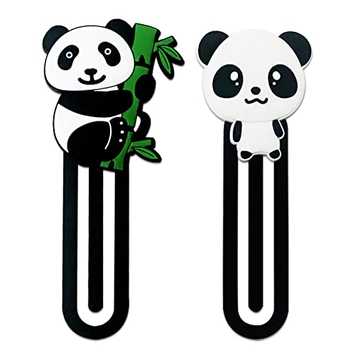 2 Pack Panda Bookmarks for Kids 3D Non-Slip Kungfu Pandas Bookmark and Page Holder Unique Gift Idea Anime PVC Book Marker and Reading Accessories for 100th Day of School Gift,Girls,Book Lovers