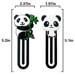 2 Pack Panda Bookmarks for Kids 3D Non-Slip Kungfu Pandas Bookmark and Page Holder Unique Gift Idea Anime PVC Book Marker and Reading Accessories for 100th Day of School Gift,Girls,Book Lovers