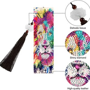 pigpigboss Lion Diamond Painting Bookmark Kit 2 Pieces DIY Bookmark Crystal Rhinestones Diamond Painting Kit Lion Bookmark Diamond Dots Art for Adult Kid Book Decor Crafts Set