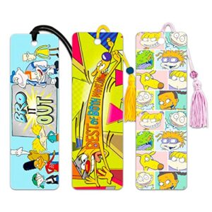 nickelodeon nicktoons bookmark bundle retro nickelodeon merchandise – 3 pack 90s nickelodeon office school supplies featuring catdog, rugrats, hey arnold