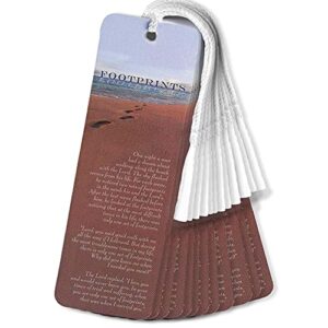 footprints poem sandy beach 2 x 6 cardstock tassel bookmark, pack of 12