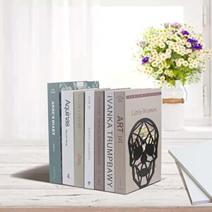 2 Pairs Black Skull Design Bookend Metal Book Ends, Heavy Duty Bookends for Shelves Desk, Skull Book Shelf Holder for Heavy Books, Decorative Desktop Organizer Home Office