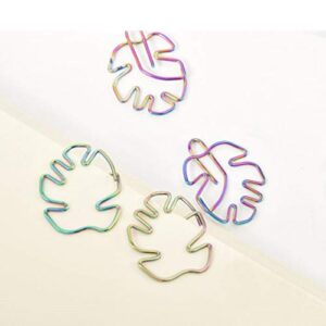 NUOBESTY Colorful Paperclips Monstera Shape Paper Clips Bookmark Clips for Office School Company for Students Adults 8pcs