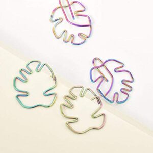 NUOBESTY Colorful Paperclips Monstera Shape Paper Clips Bookmark Clips for Office School Company for Students Adults 8pcs