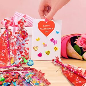 196PCS Valentine's Day Stationery Set Classroom Exchange Gift for Kids, Valentine Party Favor with Bookmark Ruler Pencil Sharpener Transparent Candy Bags Heart Foam Sticker, Gifts for Student Teacher