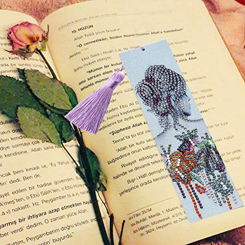 F-ber 5D Diamond Painting Bookmarks Creative Leather Tassel Bookmark DIY Beaded Bookmarks Adults DIY Bookmarks Rhinestone Mosaic Gift for Kids Adults Arts Craft Gifts (Women Sets)