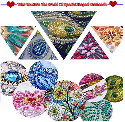 Peacock Diamond Painting Bookmark - pigpigboss DIY Bookmark Diamond Painting Set Flower Peacock Diamond Painting Bookmark with Tassel Crystal Diamond Dots Bookmark Art for Adult Children (21 x 6 cm)