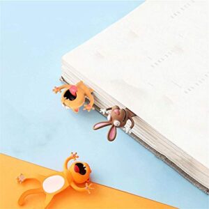 4 Pcs 3D Cartoon Animal Bookmark,Wacky Bookmark Palz - More Fun Reading,Novelty Funny Animals Reading Bookmark Cute Bookmarks Squashed Animals Stationery (Cat + Panda + Mouse + Gecko)