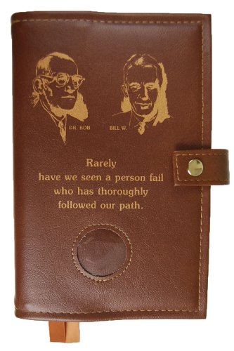 Bill & Bob Double Alcoholics Anonymous AA Big Book & 12 Steps & 12 Traditions Book Cover Medallion Holder Brown