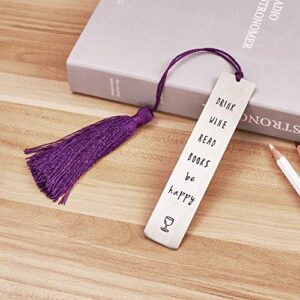 Fell Asleep Here Just One More Chapter Bookmark Girlfriend Stocking Stuffer Wine Club Wine Gift (Drink Wine Read Books Be Happy)