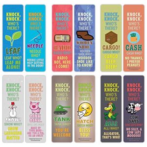 Creanoso Funny Knock-Knock Jokes Puns Bookmarks (30-Pack) – Unique Stocking Stuffers Gifts for Boys & Girls, Unisex Adults – Cool Book Page Clippers Collection Set for Knock-Knock – Awesome Giveaways