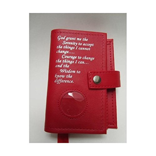 Pocket Size Double Alcoholics Anonymous AA Big Book & 12 Steps & 12 Traditions Book Cover Medallion Holder Red